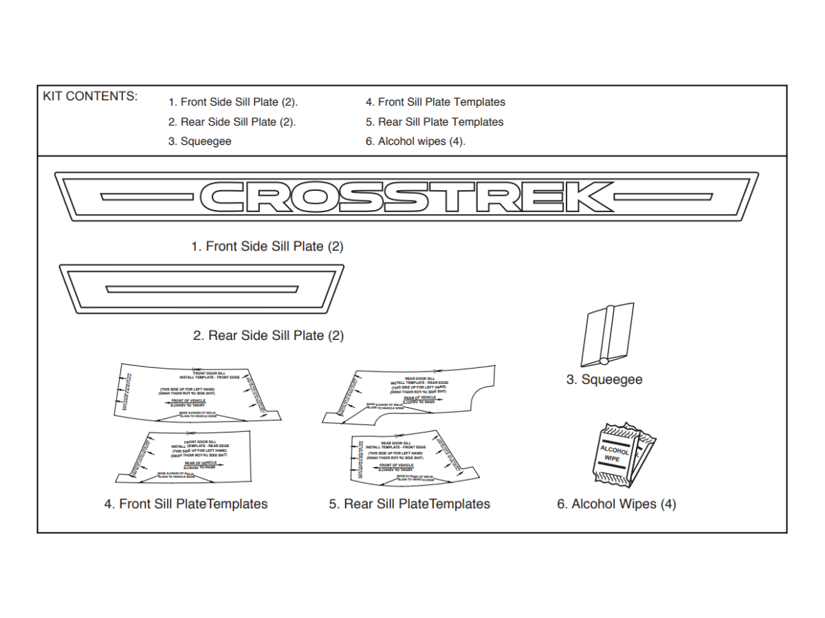 Subaru Side Sill Plates Kit Of Four With Crosstrek Logo - E101SFL102 ...