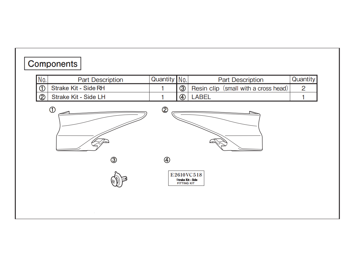 Subaru Side Strakes Kit Of Two - E2610VC500 | Subaru Online Parts