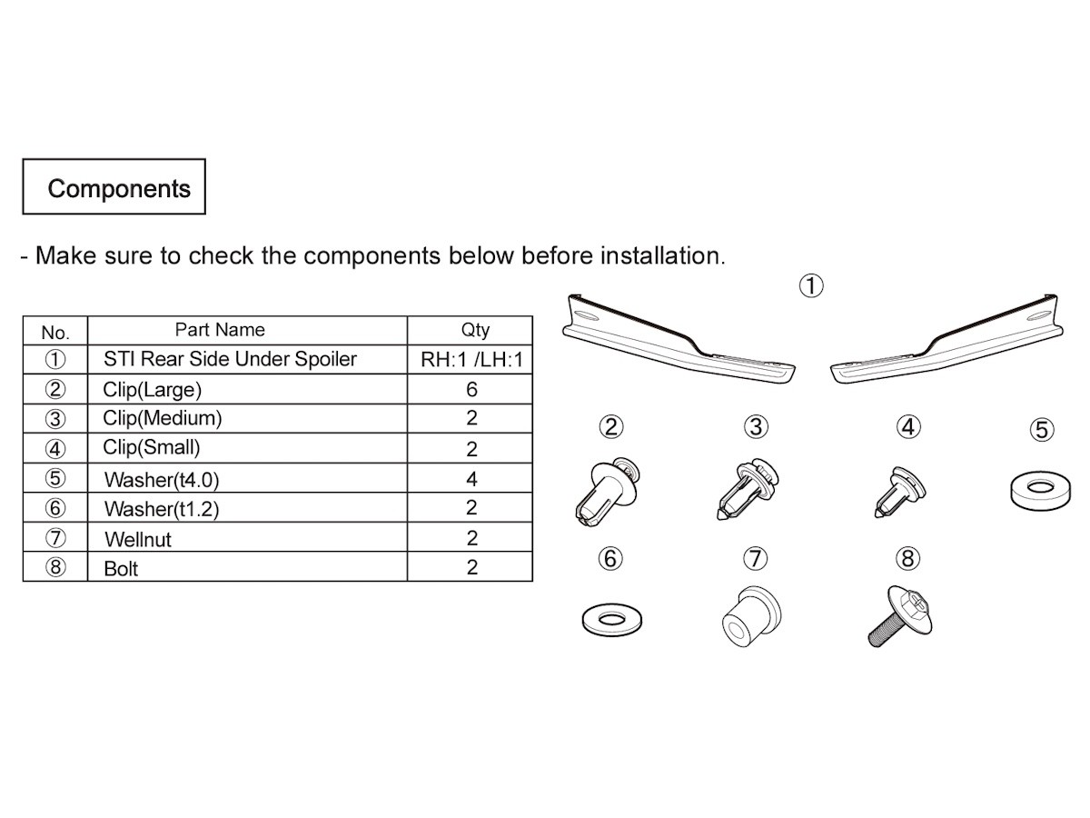 Subaru STi Rear Quarter Underspoilers Kit Of Two Black - E5610FN000 ...