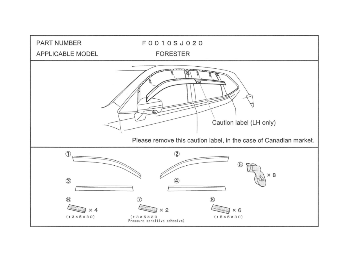 Subaru Side Window Deflectors Kit Of Four Tinted - F0010SJ020 | Subaru ...