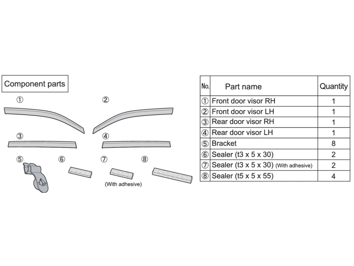 Subaru Side Window Deflectors Kit Of Four For Front And Rear ...
