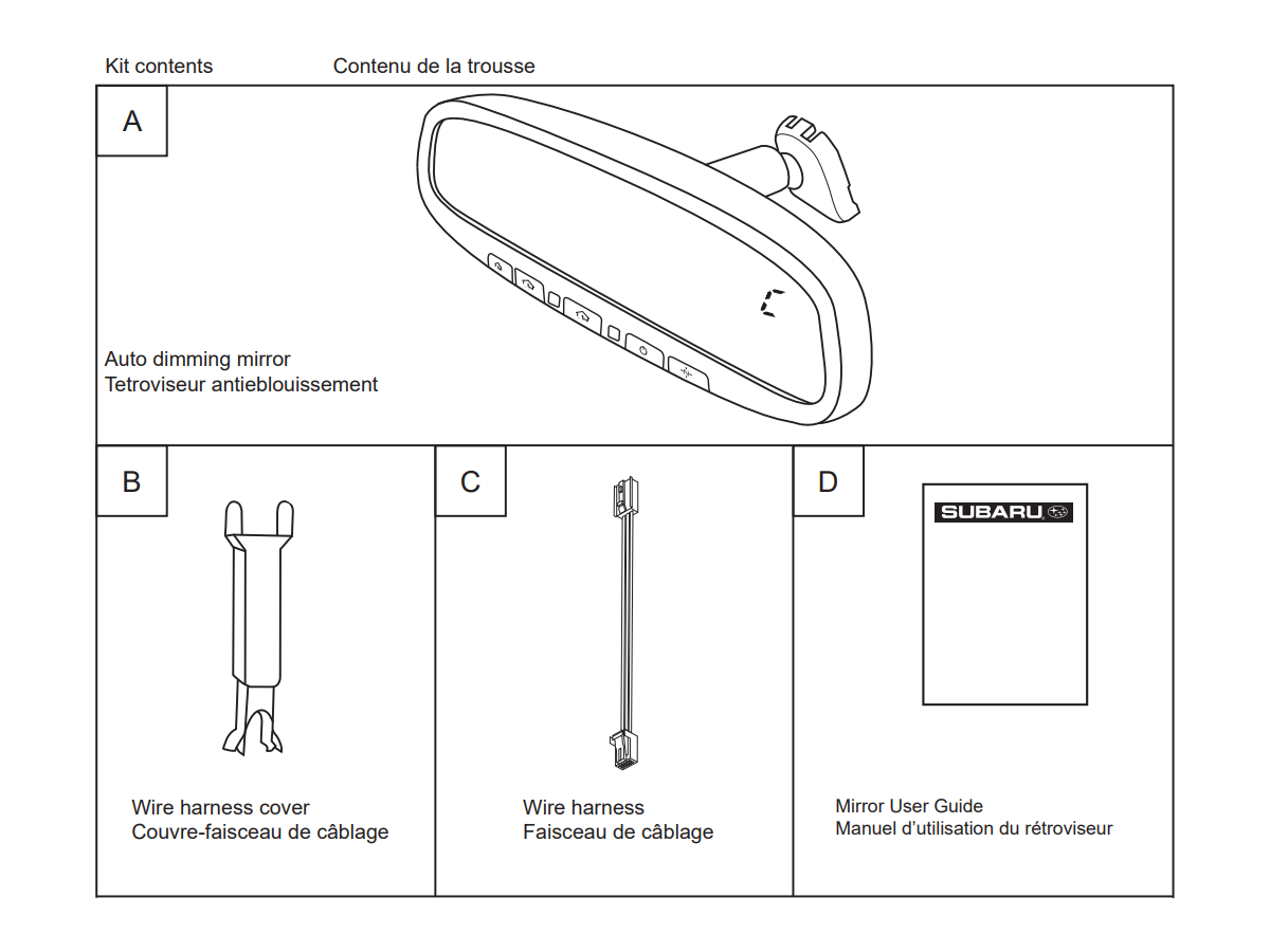 Subaru Auto Dimming Mirror W/ Compass & Homelink - H501SAL100 | Subaru ...