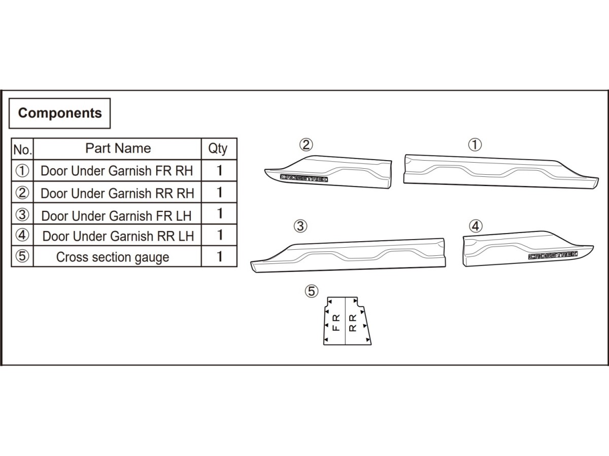 Subaru Black Lower Door Cladding Kit Of Four Moldings Black With ...