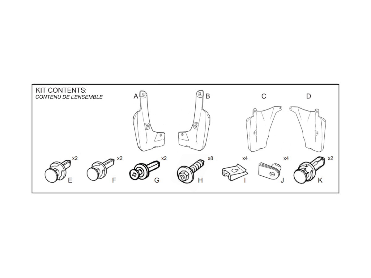 Subaru Splash Guards Molded Style Kit Of Four Front And Rear For Non ...