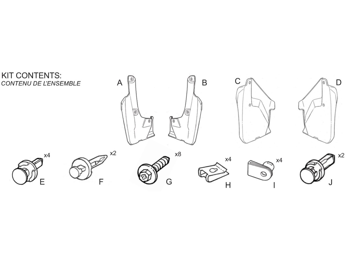 Subaru Splash Guards Black Molded Style Kit Of Four Front And Rear For ...
