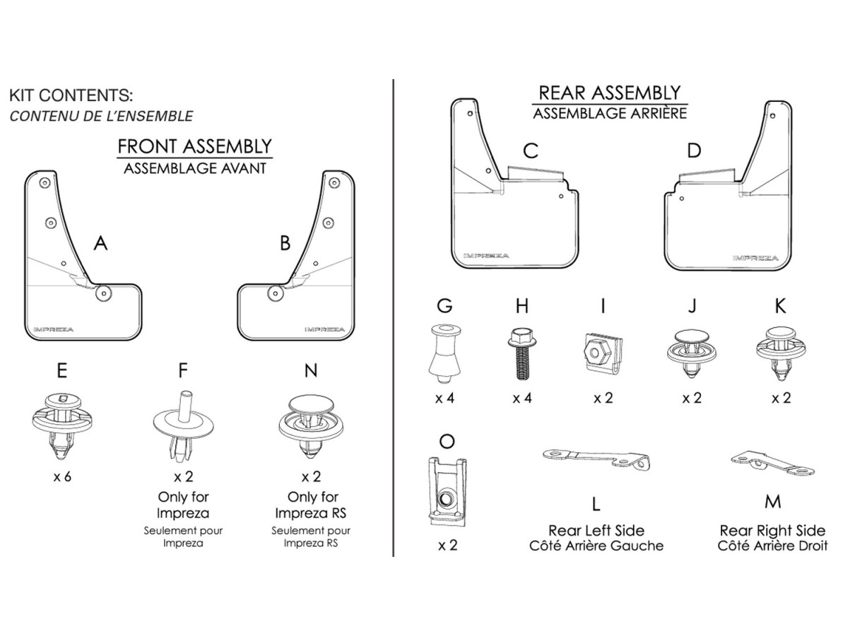 Subaru Mud Flaps For Front And Rear With Impreza Logo - J101SFN500 ...