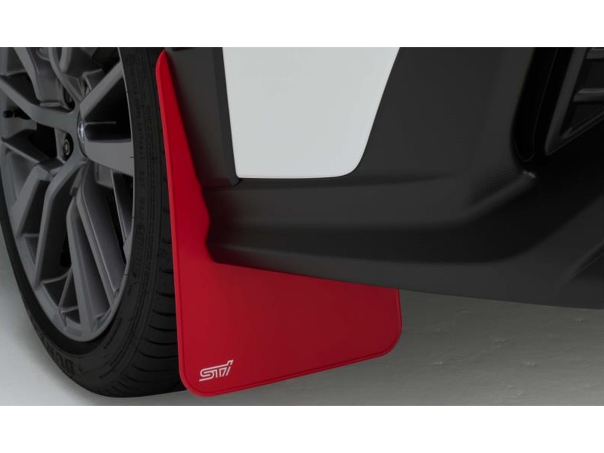 Subaru Mud Flaps Cherry Red With STI Logo Kit Of Four For Front And Rear J101SVC300 Subaru Online Parts