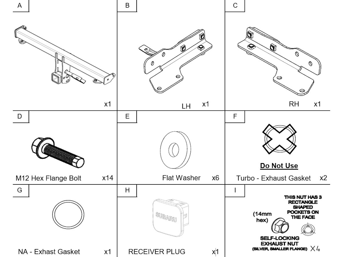 Subaru Trailer Hitch Receiver For Non-Turbo Models With 2-Inch Square ...