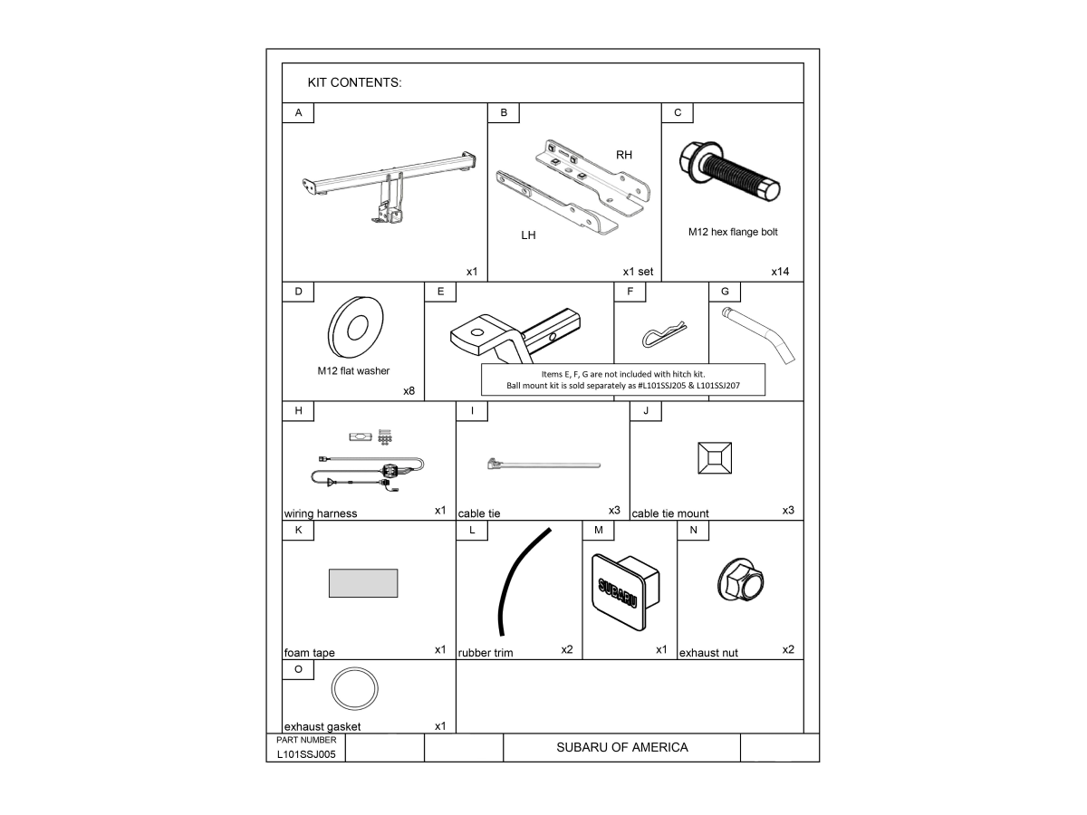 Subaru Trailer Hitch 2 Inch Receiver With 1500 / 3000 Lb. Towing ...