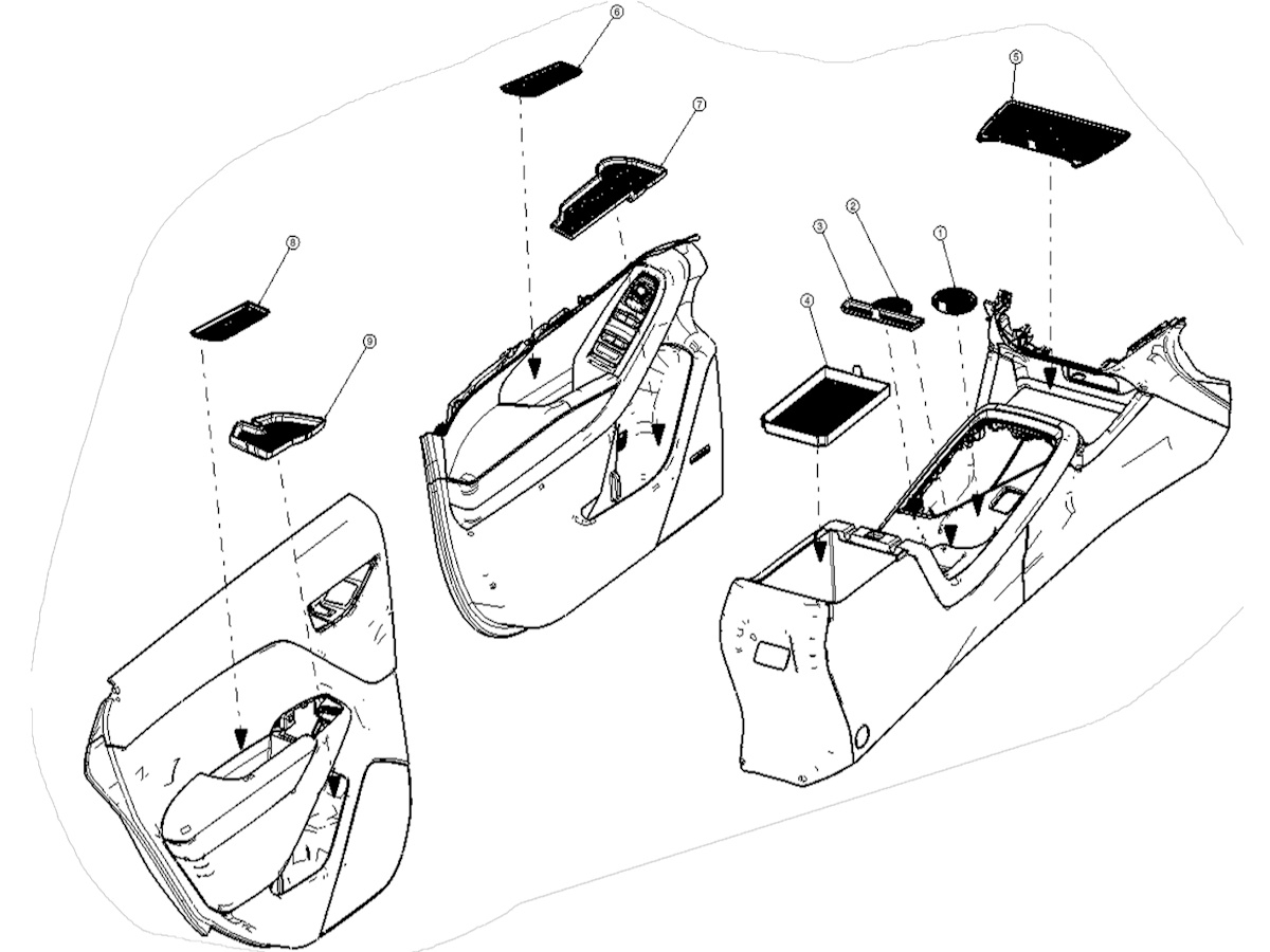 Subaru Interior Accent Liners 13 Piece Kit For Center Console Bins ...